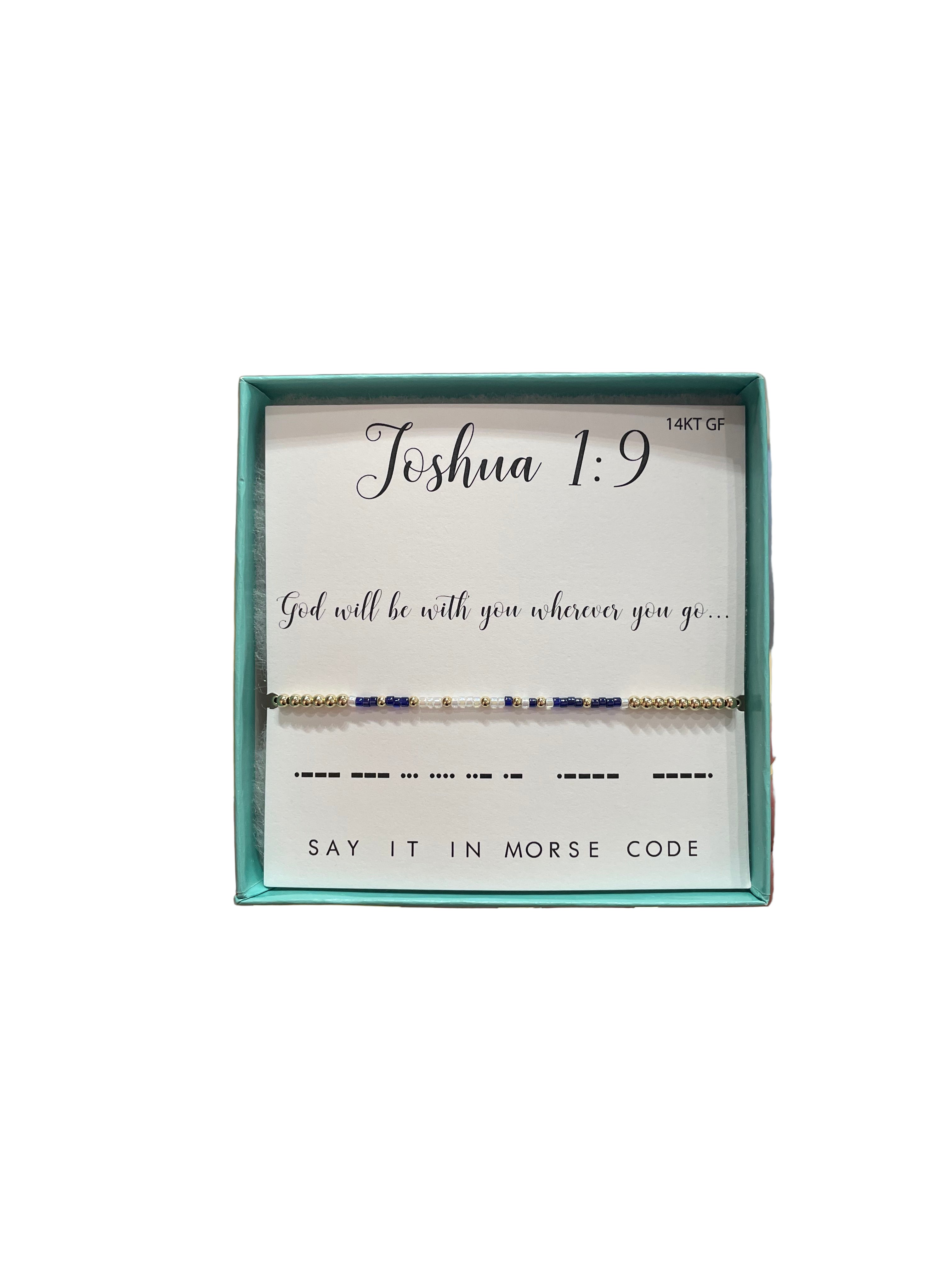 Morse Code 14K Gold Filled Stretch Bracelet, Joshua 1:9 – The Surcie Shoppe